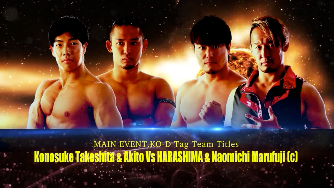 Watch KO-D Tag Team Championship HARASHIMA & Naomichi Marufuji vs Konosuke Takeshita & Akihito ...